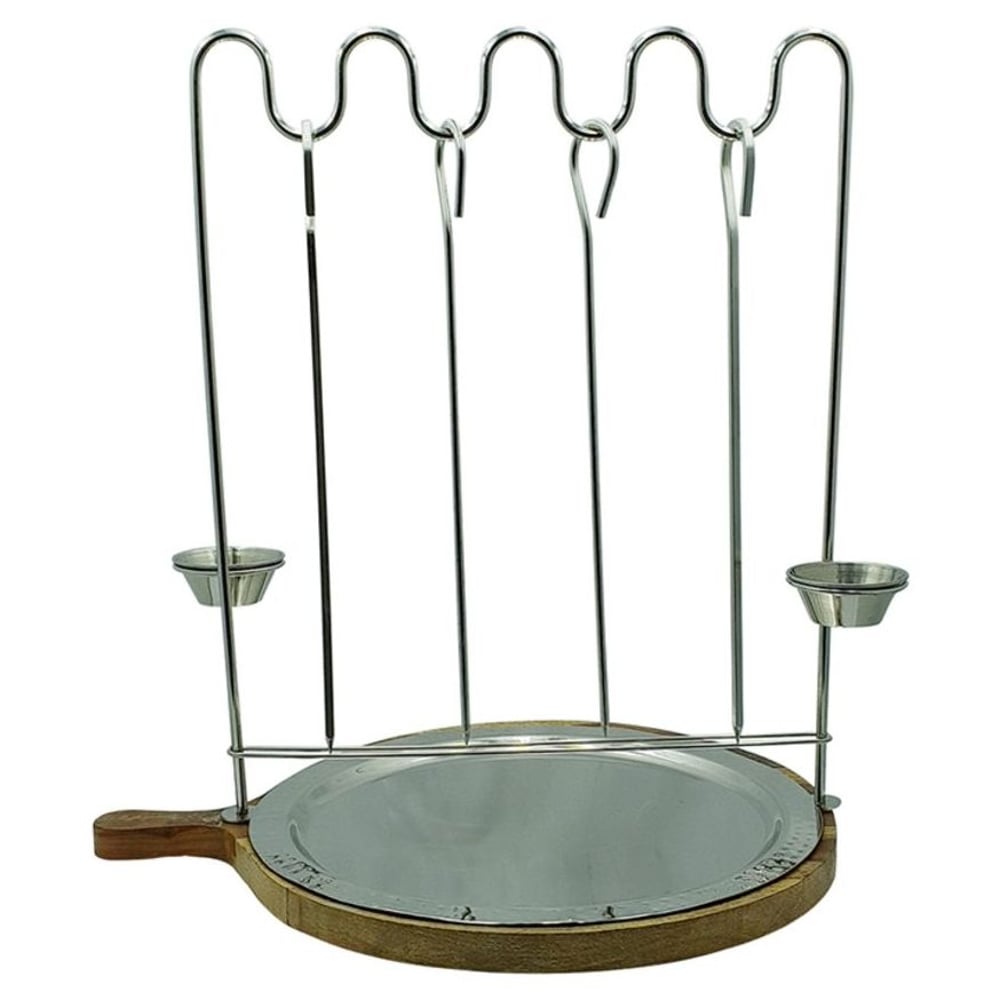 RAJ Steel Snack Wire Stand 4Seekh With Wooden Tray price in Bahrain ...