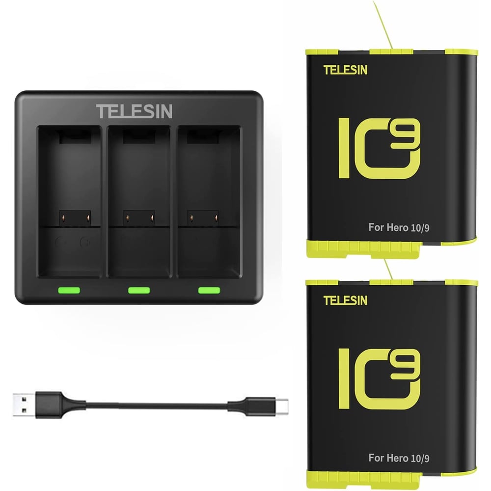 Buy TELESIN 2-Pack Battery and 3-Channel Charing Dock for GoPro HERO10 ...