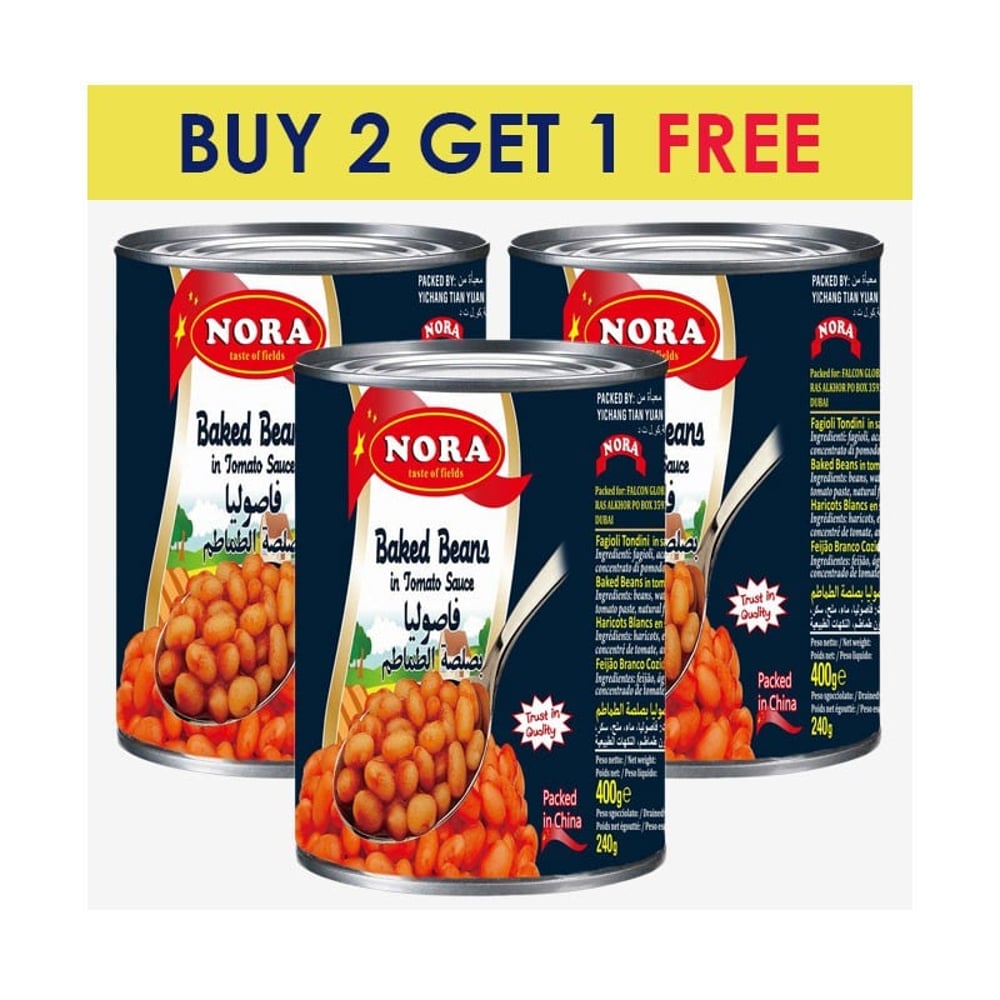 Buy Nora Baked Beans 400g Buy 2 Get 1 Free Online in UAE | Sharaf DG