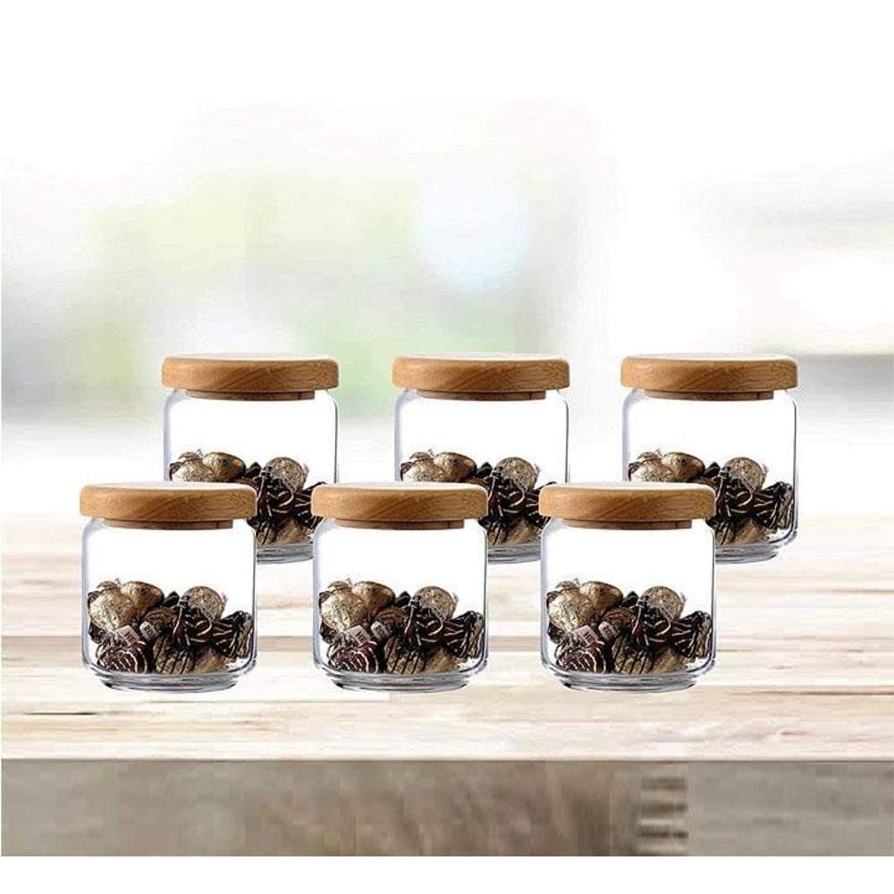 Buy Ocean 6-piece Pop Jar Set With Wooden Lid 500ml Online in UAE ...