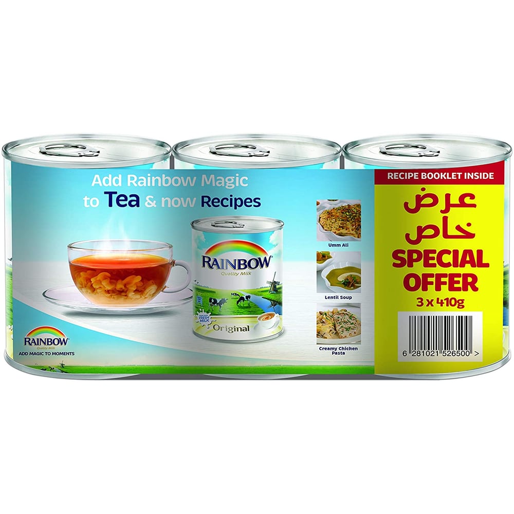 Buy Rainbow 3-Pack Original Quality Milk 410g (385ml) Online in UAE | Sharaf DG