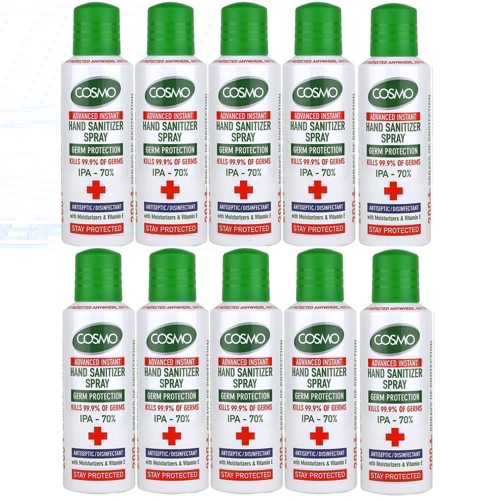 Buy Cosmo Advanced Instant Hand Sanitizer Spray 200ML PACK OF 10, IPA ...