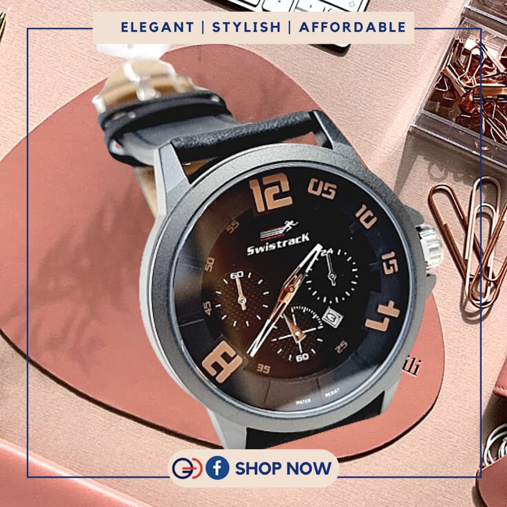 Buy Swistrack Men’s Analog Leather Belt Wristwatch-st6116m-blkslvr ...