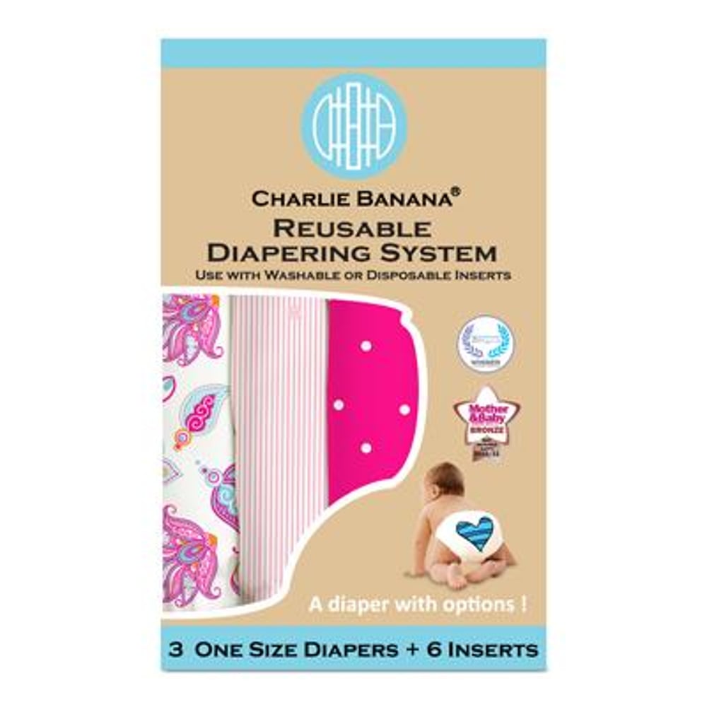 Buy Charlie Banana 888008 3 Diapers 6 Inserts Gratitude One Size Hy ...