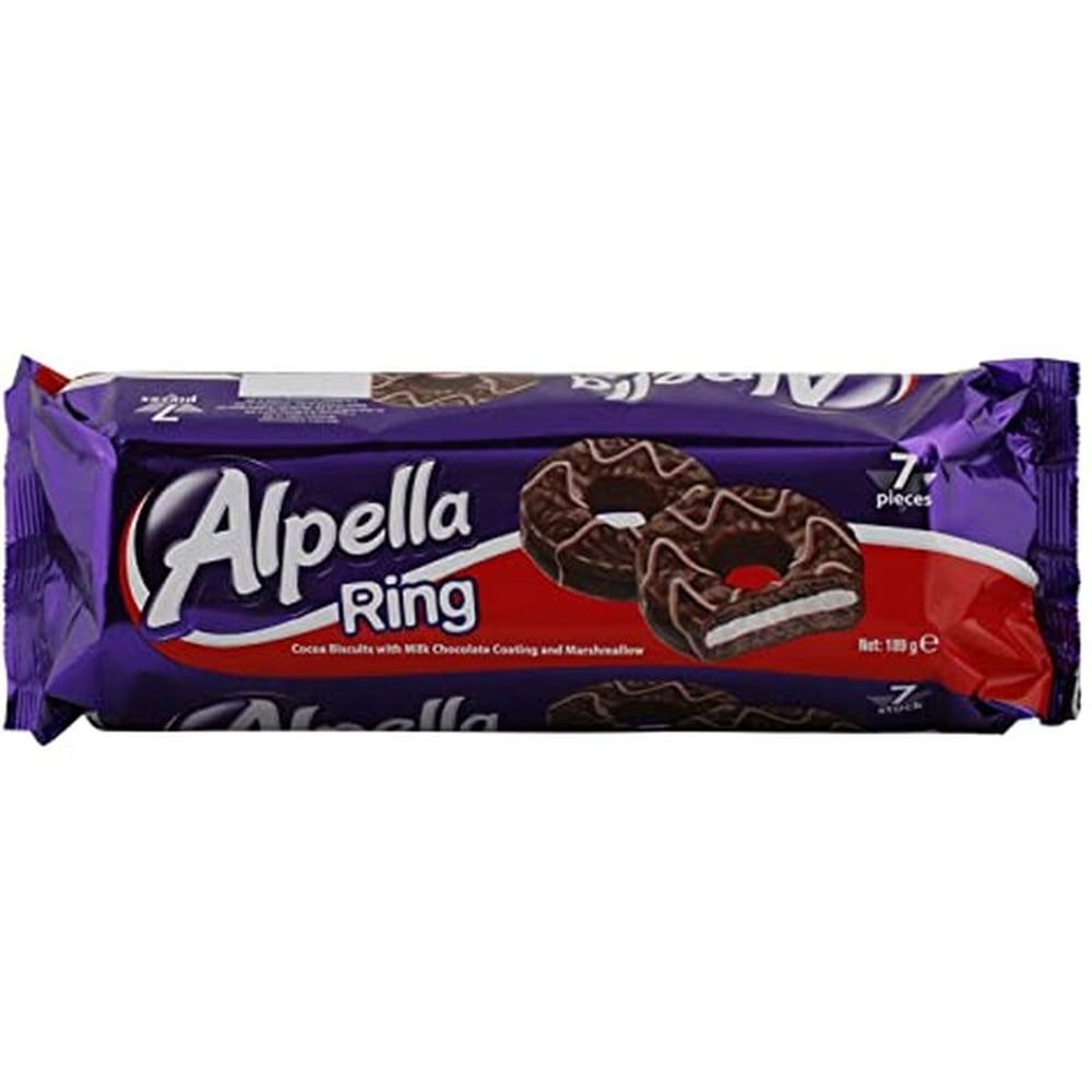 Ulker Alpella Ring Milk Chocolate Coating & Marshmallow Cocoa Biscuit ...