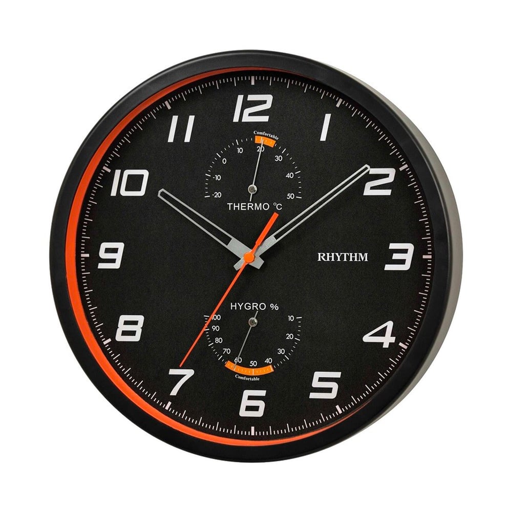 Buy Rhythm Wall Clock, CFG722NR02, Analog Thermometer, Hygrometer Clock ...