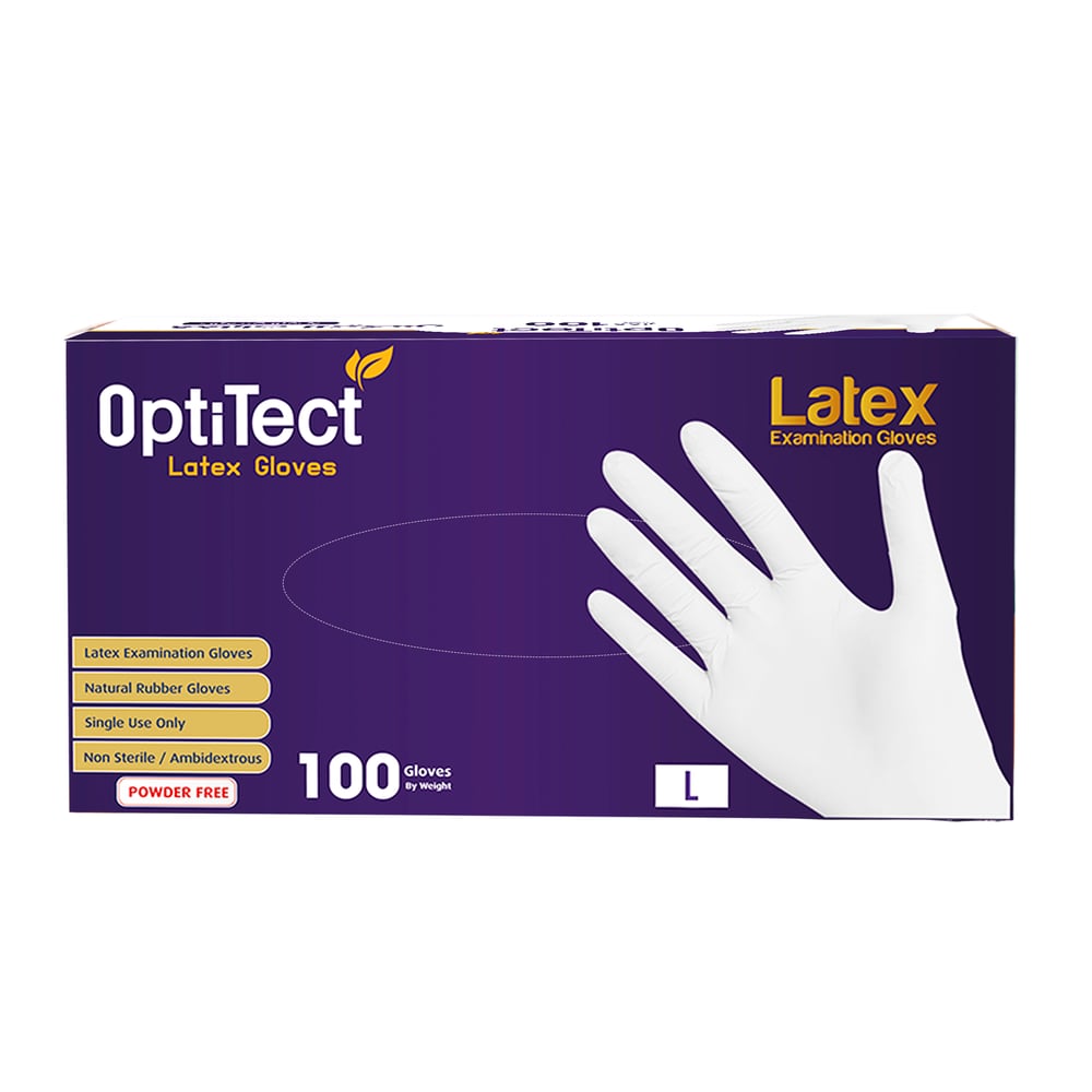 Buy Optitect 100-Piece Disposable Powder-free Latex Gloves Set Large ...