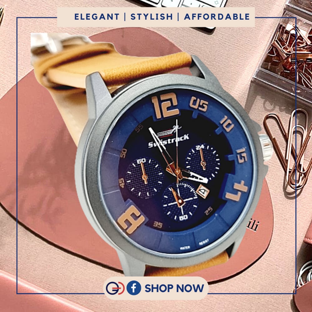 Buy Swistrack Men’s Analog Leather Belt Wristwatch-st6116m-tanblu ...