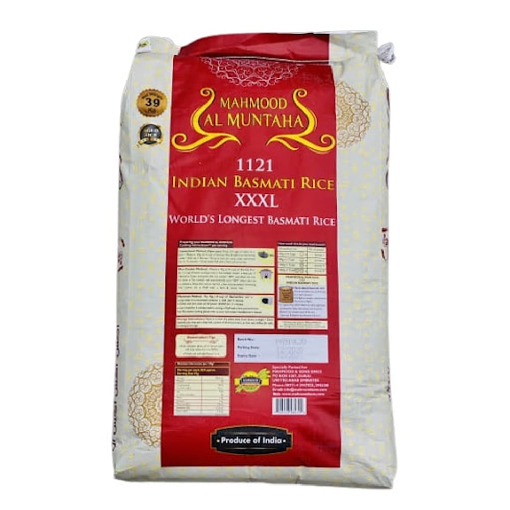 Buy Mahmood Al Muntaha Special Indian 1121 Xxxl Basmati Rice 39kg ...