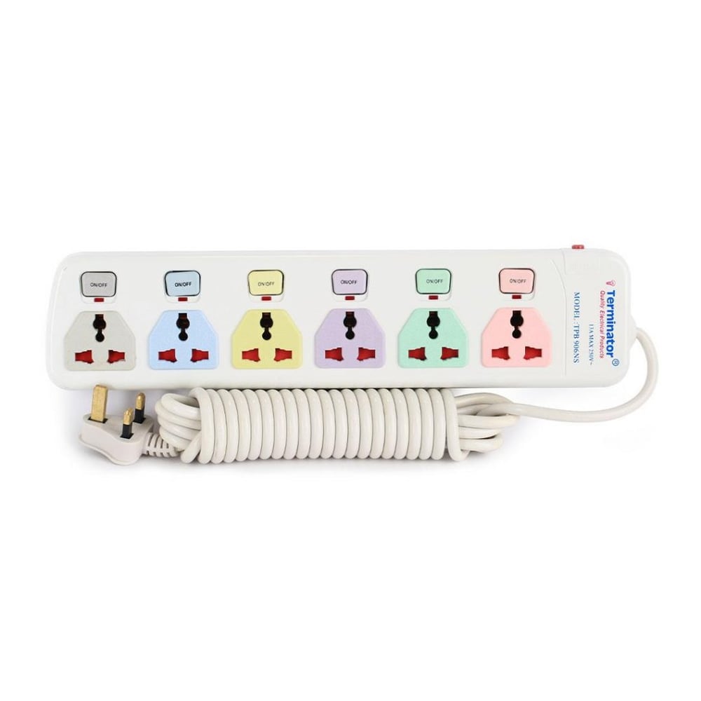 Terminator 13 Amp 6 Way Power Extension Socket with Switch 3M - TPB 906NS