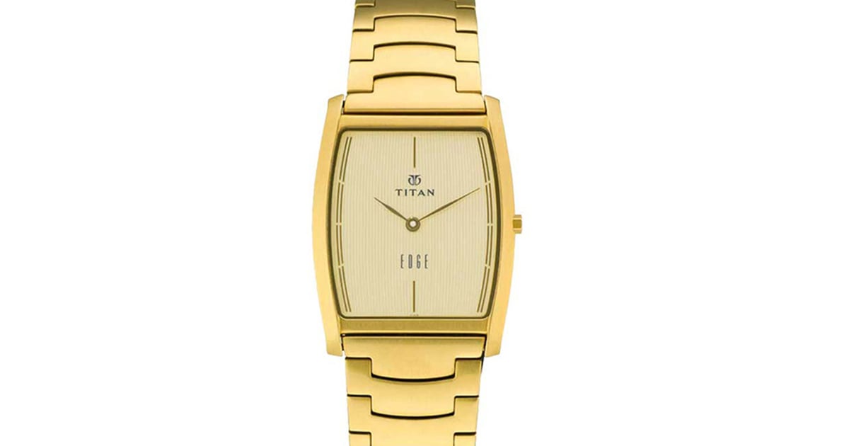Titan, 1044YM02, Men’s Watch Edge Collection, Champagne Dial Golden ...