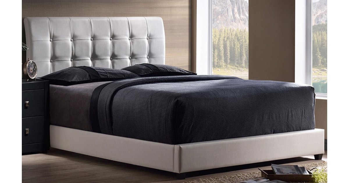 Buy Lusso Tufted Black Faux Leather Bed Super King Bed with Mattress ...