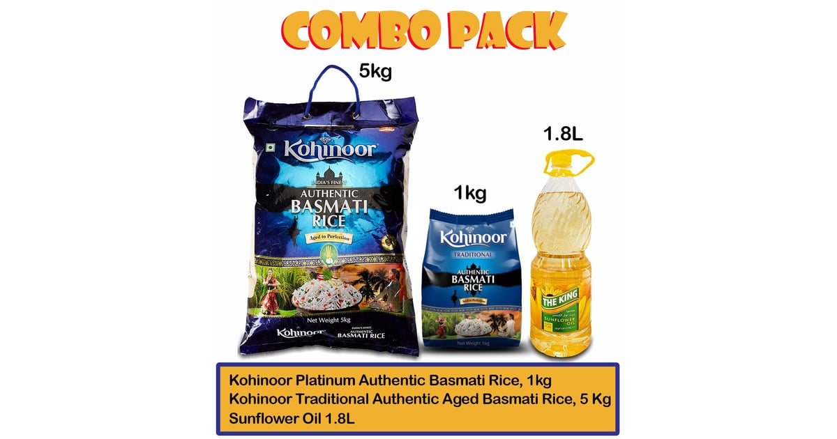 Buy Kohinoor Traditional Authentic Aged Basmati Rice, 5 Kg + 1Kg ...