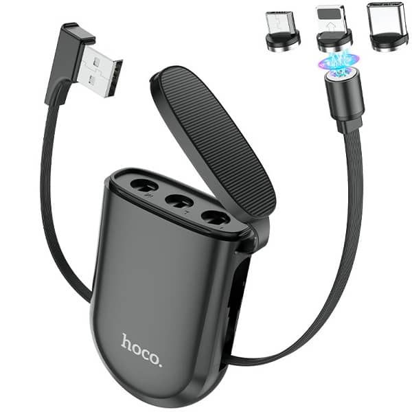 Buy Hoco 3-in-1 Magnetic Charging Cable 1m Black Online in UAE | Sharaf DG