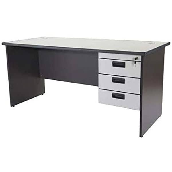 Buy Mahmayi Grigio Office Desk with Fixed Drawers – Grey executive ...