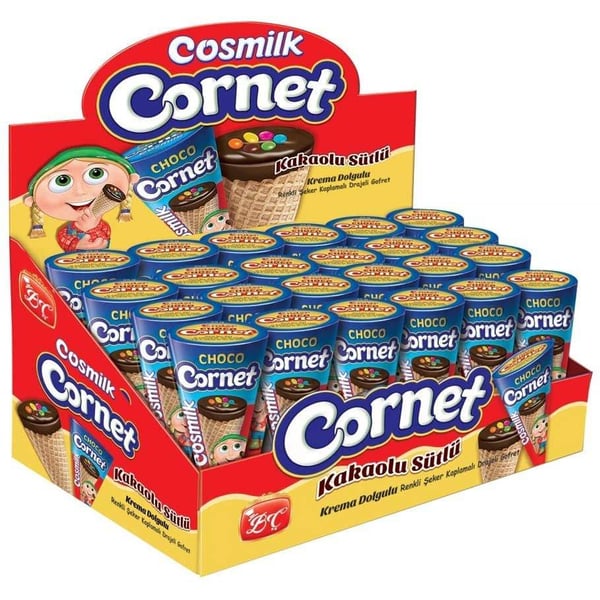 Buy COSMILK Cornet – chocolate filled ice cream shaped waffle, 25 gr ...