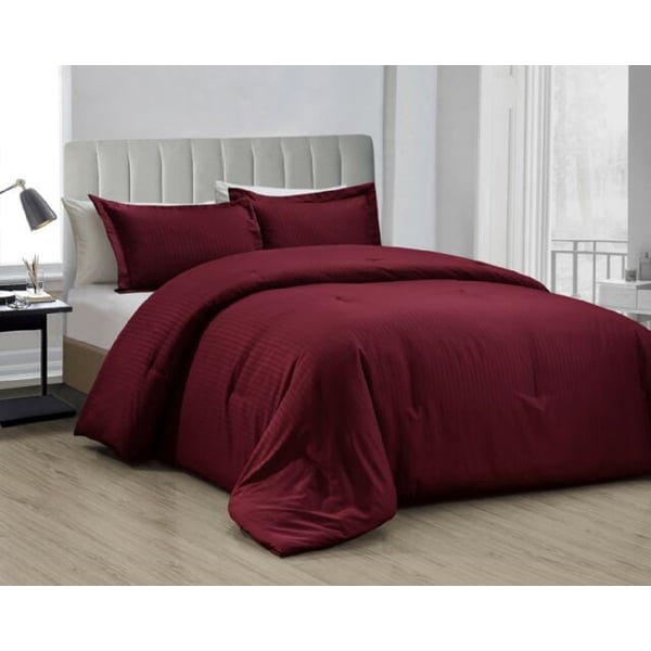 Buy Comfy Luxury Hotel Cotton Satin Stripe 6pcs Comforter Set- Maroon ...
