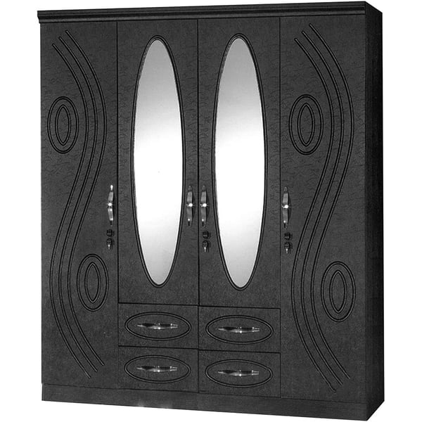 Buy Galaxy Design 4 Door Wooden Cupboard/Wardrobe With Mirror & 4 ...