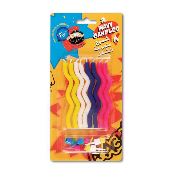 Buy Fun® Its Cool Wavy Candles Asst. Colors + Holders 8 Pieces Online ...