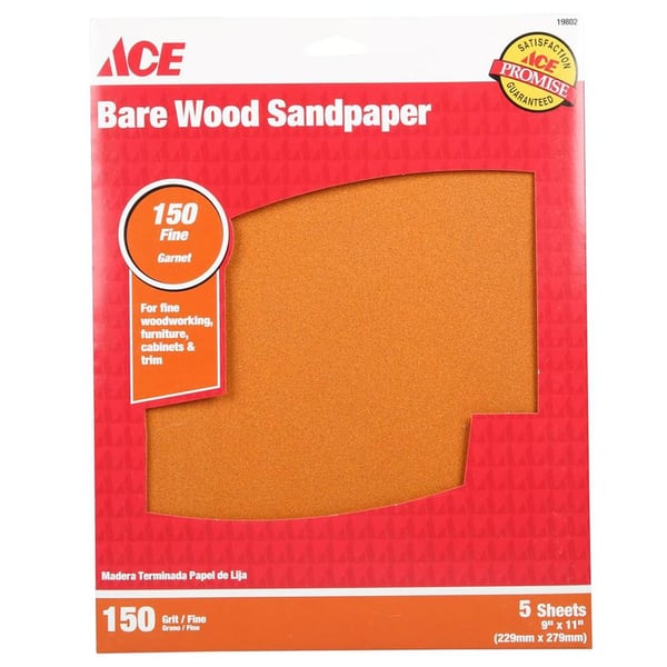 Buy Ace 150 Grit Sandpaper Garnet (22.9 â€” 27.9 cm Pack of 5) Online ...
