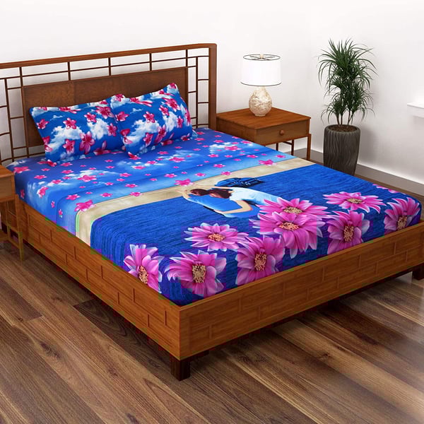 Buy Story Home Flat Double Bedsheet Blue 235cm X 270cm Fe1509 Online buy-story-home-flat-double-bedsheet-blue-235cm-x-270cm-fe1509-online