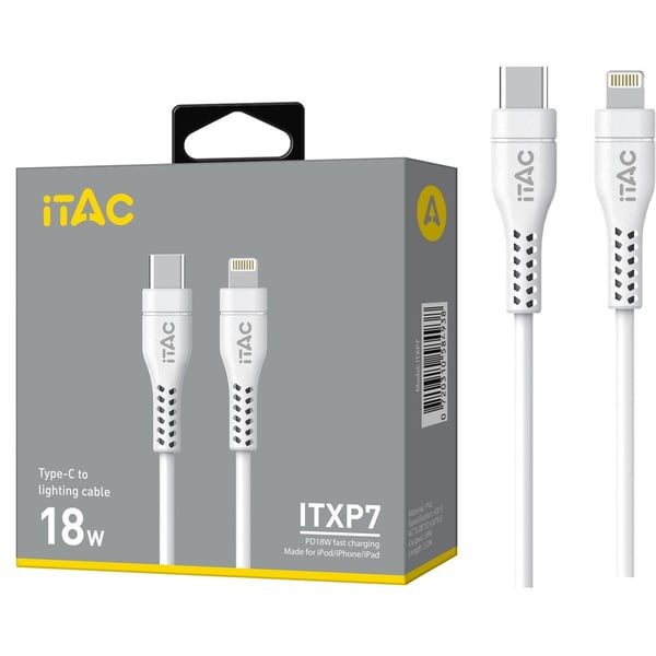 Buy ITac Type-C To Lightning MFI Cable 1m White Online in UAE | Sharaf DG