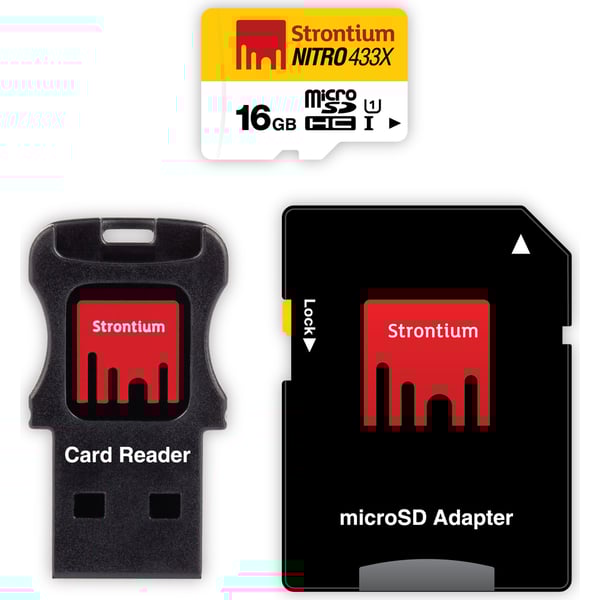 Strontium SRN64GTFU1C Nitro Micro SD Card 64GB W/ Adaptor & Card Reader ...