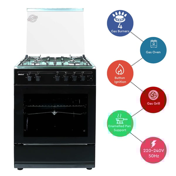 Buy Nobel Gas Cooker Black 60 X 55 Ngc7407bk Online in UAE | Sharaf DG
