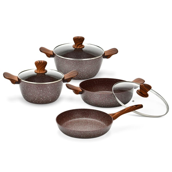 Fissman 7-piece Cookware Set Aluminium Non-stick Granite Coated – Brown ...