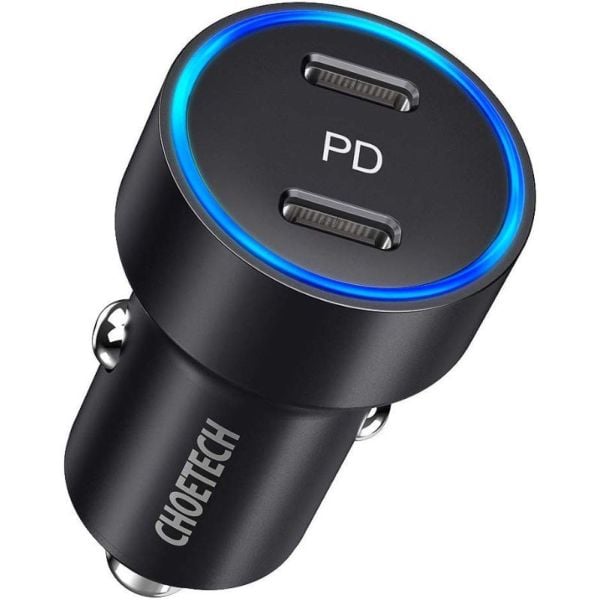 Buy Choetech Dual USB Type-C Car Charger Black Online in UAE | Sharaf DG