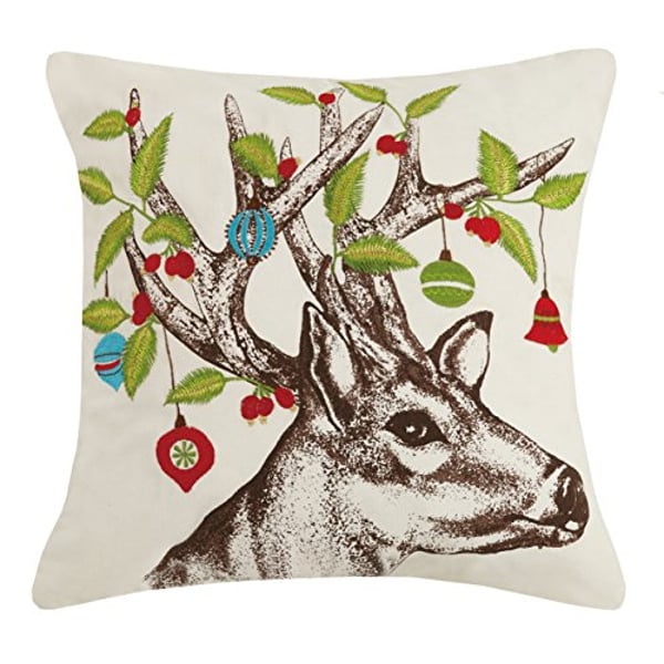 Buy Peking Handicraft Holly Deer Emb/Printed Pillow Multicolored Online ...