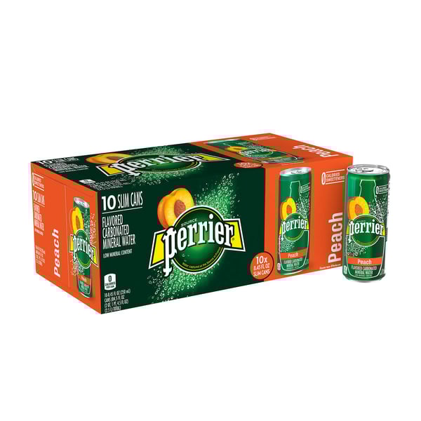 Buy Perrier 10-pack Carbonated Natural Peach Flavor Mineral Water in ...