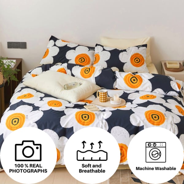 Buy LUNA HOME Single size bedding set 4 pieces without filler, Navy ...