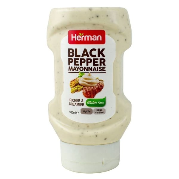 Buy Herman Black Pepper Flavoured Mayonnaise 300ml-Pet Online in UAE ...