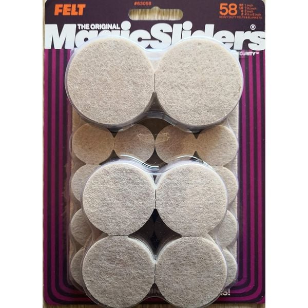Magic Sliders Felt Multi-Pack Round Self Stick Furniture Pads 58 Pack ...