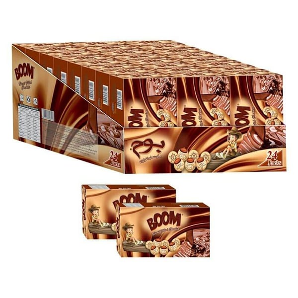 BOOM – chocolate filled biscuits with printed characters in box, 16 gr ...