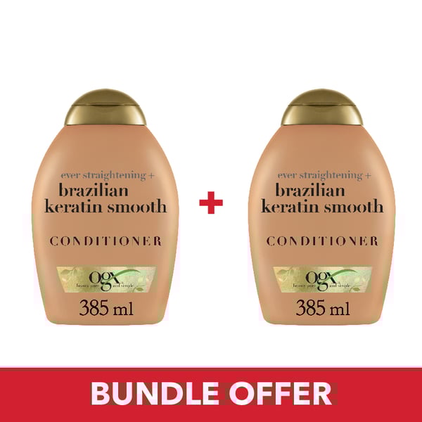 OGX Conditioner Ever Straightening + Brazilian Keratin Smooth 385ml – Pack of 2 Pieces (Bundle ...
