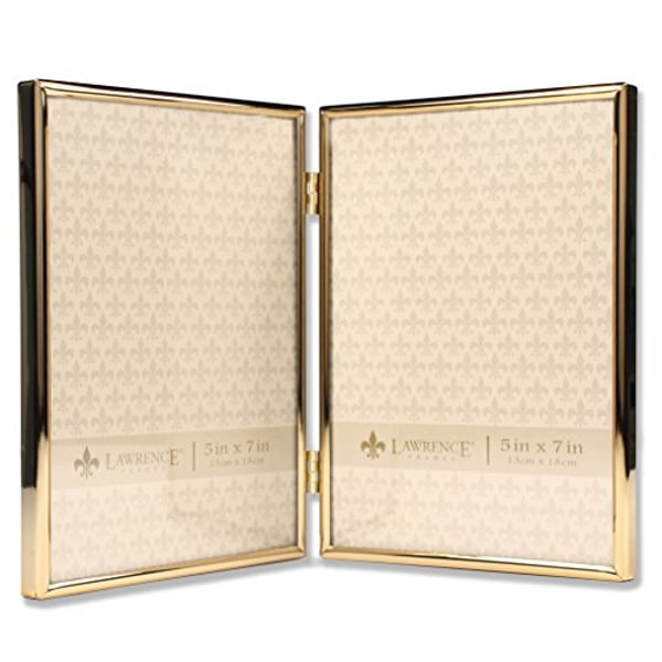 Buy Lawrence Frames 5X7 Hinged Double Simply Gold Metal Picture Frame ...
