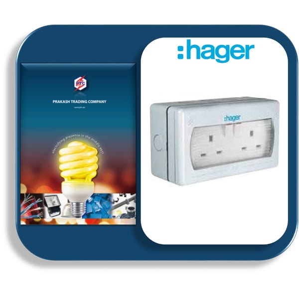 اشترِ Hager 13a Weather Proof Twin Switched Socket Ip55 Xsw5214 عبر ...