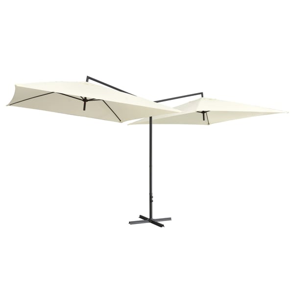 Buy vidaXL Double Parasol with Steel Pole 250×250 cm Sand White Online ...