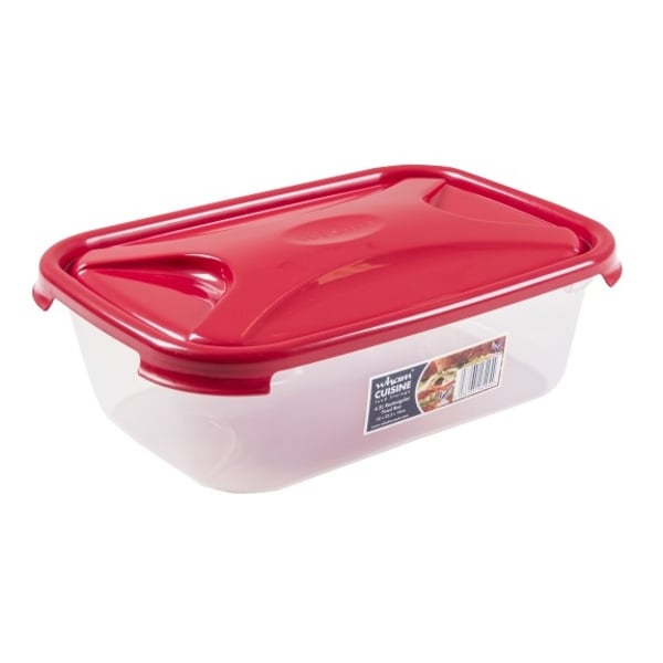 Buy Wham 16295 Cuisine Rect Food Box & Lid Clear/Chili Red 4.5L Online ...