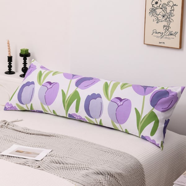 Buy LUNA HOME 1 Piece Long Body Pillow Case, Beautiful Purple Tulips ...