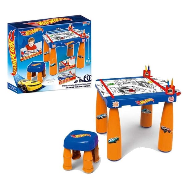 Buy Hot Wheels – Big Coloring Table With Stool Online in UAE | Sharaf DG