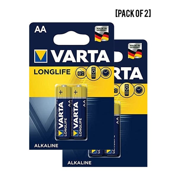 Buy Varta Longlife Aa Alkaline Battery (1.5 V, 2 Pcs) [pack Of 2 ...