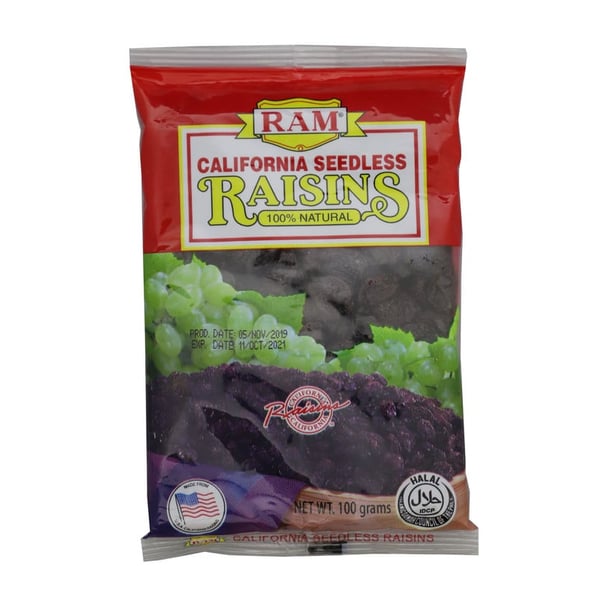 Buy Ram California Seedls Raisins 100gm Online in UAE | Sharaf DG