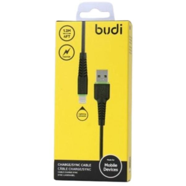 Buy Budi Lightning Cable 1.2m Black Online in UAE | Sharaf DG