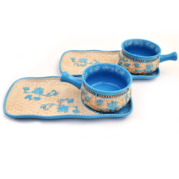 Buy temp-tations® Floral Lace Basketweave Bowl & Appetizer Plate Set ...