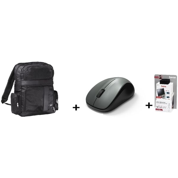 Buy Hama Laptop BackPack Black 17.3″ + Wireless Mouse + Web Cam Online ...