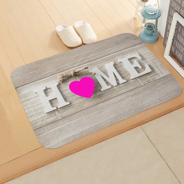 Buy Deals For Less – Home Floor Mat Home With Pink Heart Design Gray ...