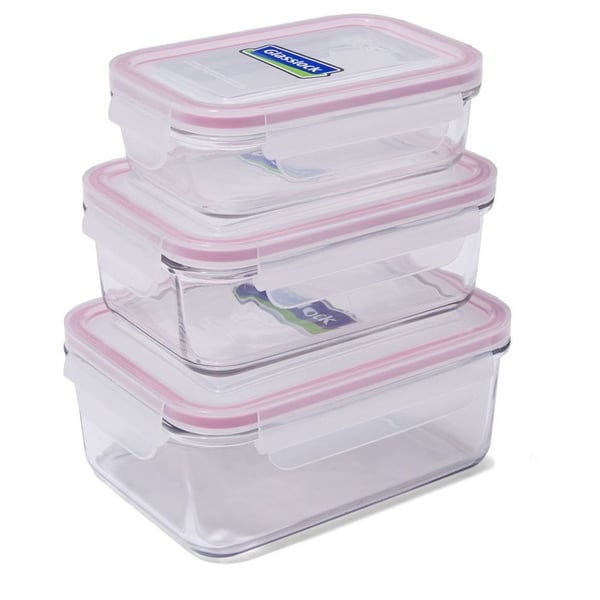 Glasslock 3pcs Rectangular Food Lunch Box Set Clear Online Shopping on ...